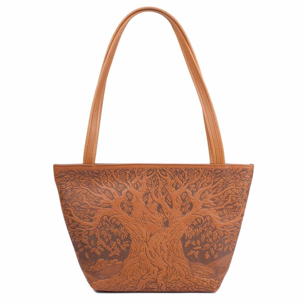 Oberon Design Leather Handbag, The Classic Tote, Tree of Life