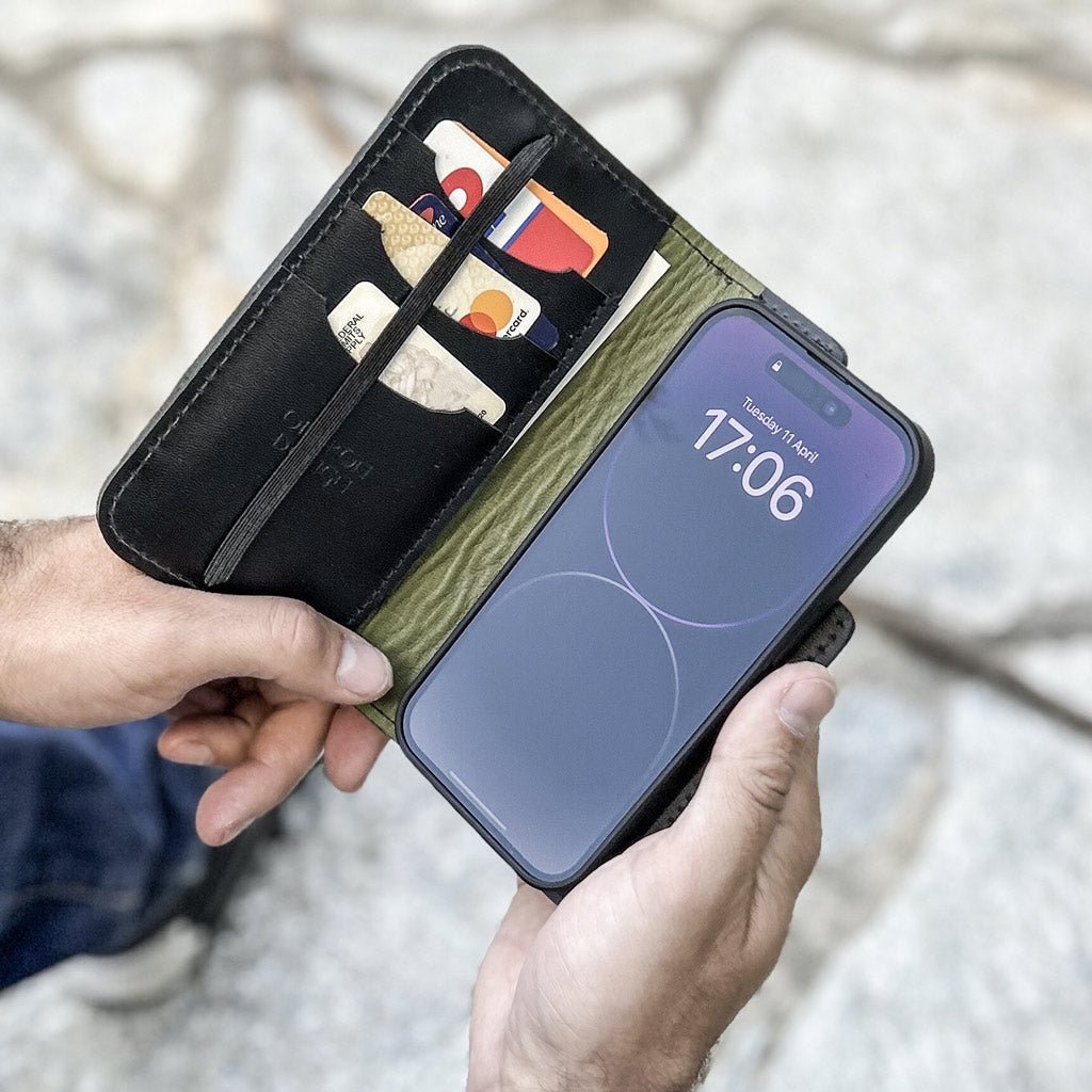 Genuine Leather Wallet Folio Cases for iPhone, Made in the USA - Oberon ...