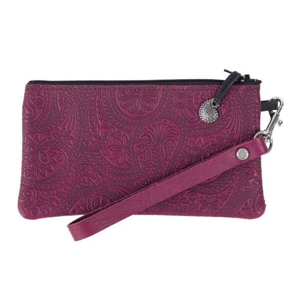 Leather Wristlet, Paisley - Oberon Design