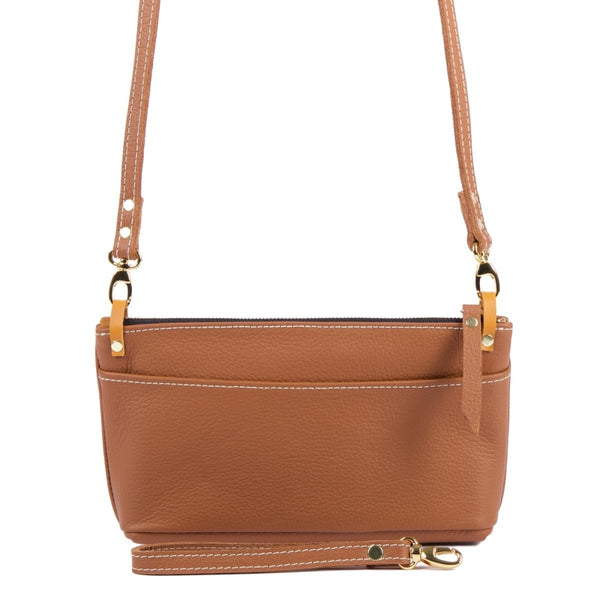 Oberon Design Leather Women's Crossbody Convertible Wristlet Handbag, Paula