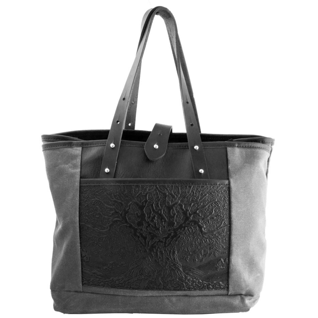 Canvas and Leather Everyday Tote Handbag, Tree of Life - Oberon Design