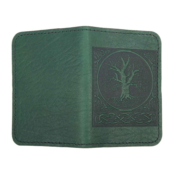 Oberon Design Leather Business Card Holder, Mini Wallet, World Tree
