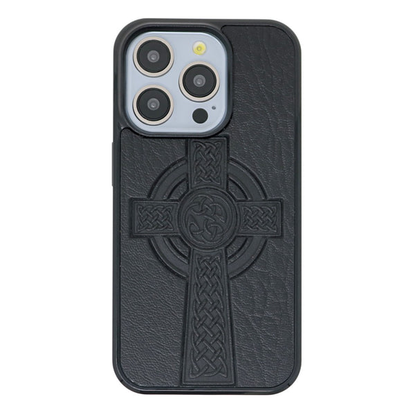 Oberon Design Genuine Leather iPhone Case, Hand-Crafted, Celtic Cross