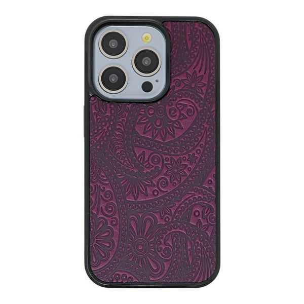 Oberon Design Genuine Leather iPhone Case, Hand-Crafted, Paisley