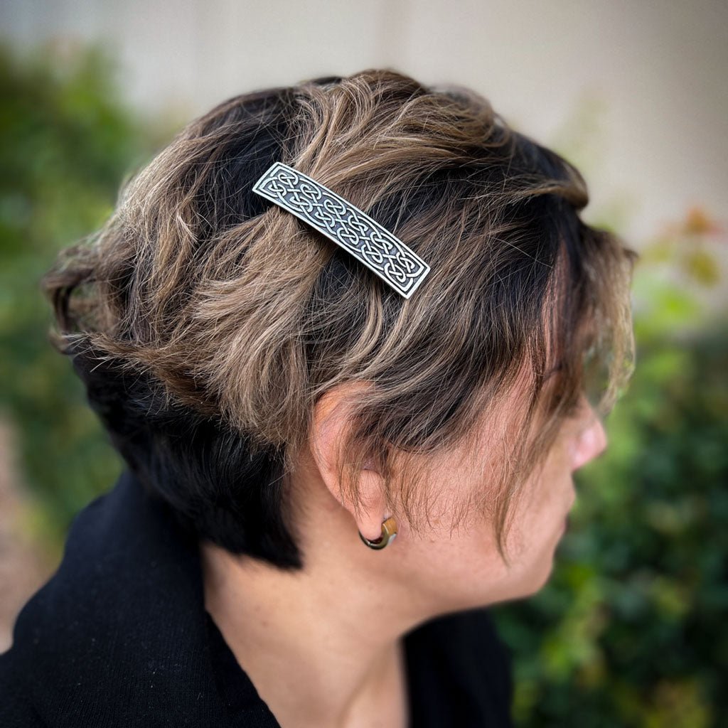 Oberon Design Hair Clip, Barrette, Hair Accessory, Small Celtic, 2 Sizes