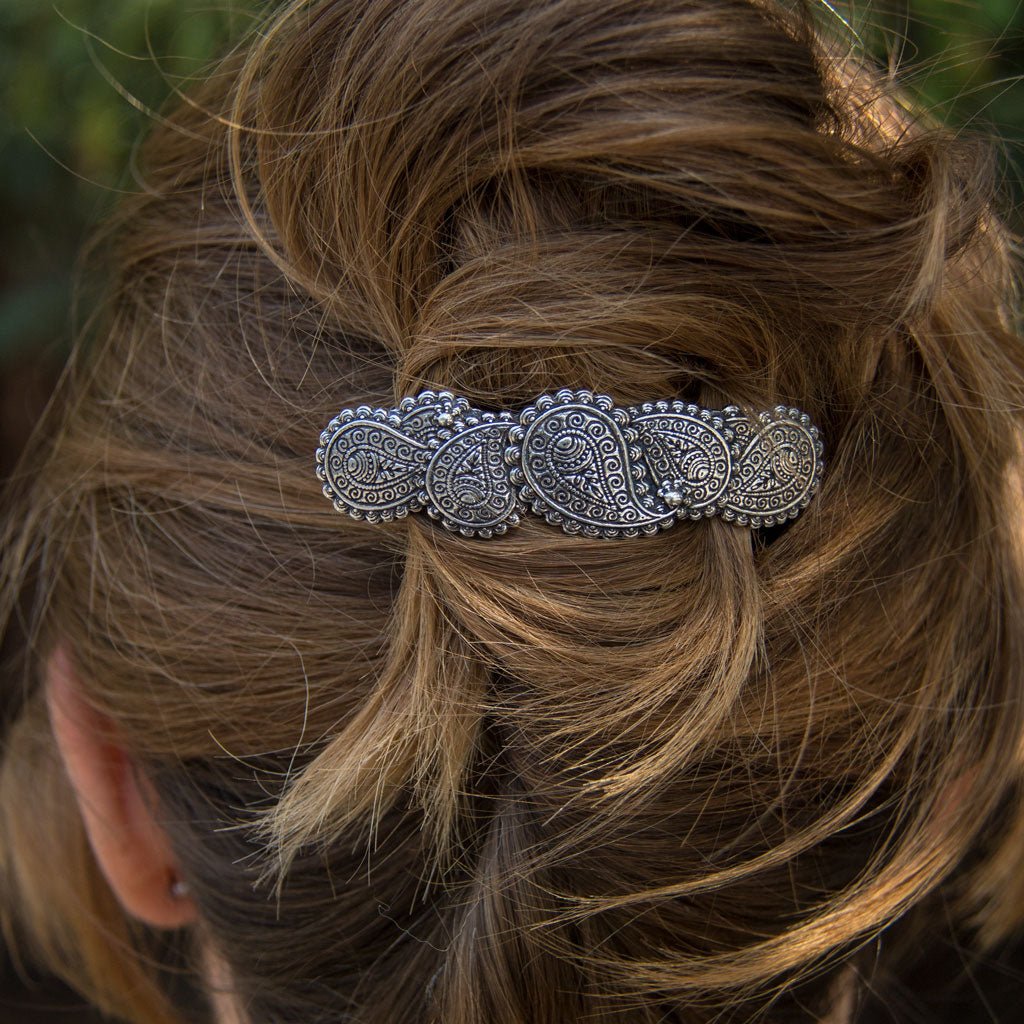 Oberon Design Hair Clip, Barrette, Hair Accessory, Paisley, 2 Sizes