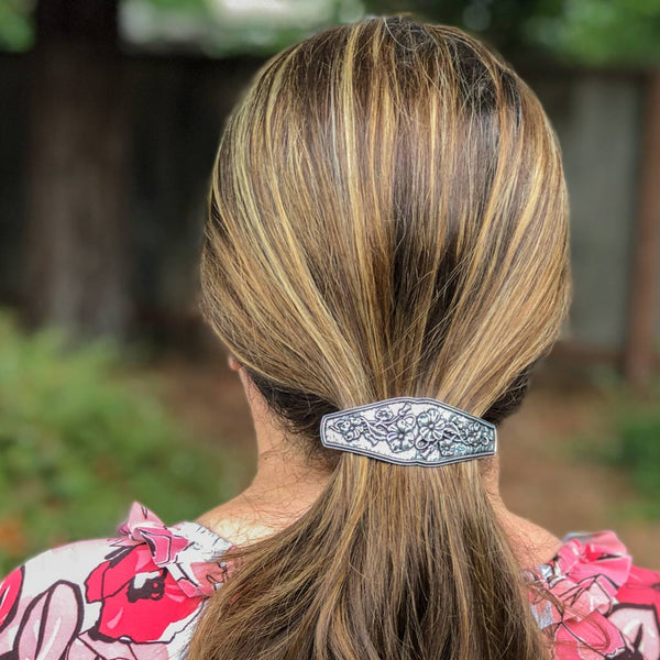 Oberon Design Hair Clip, Barrette, Hair Accessory, Flowers, 70mm