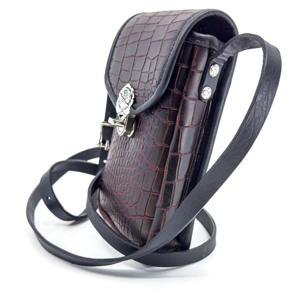 HAPPY EXTRA, Molly Cell Phone Handbag, Burgundy Alligator - Oberon Design