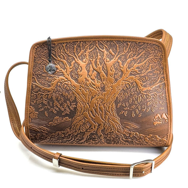 Oberon Design Leather Handbag, Tree of Life Retro Crossbody