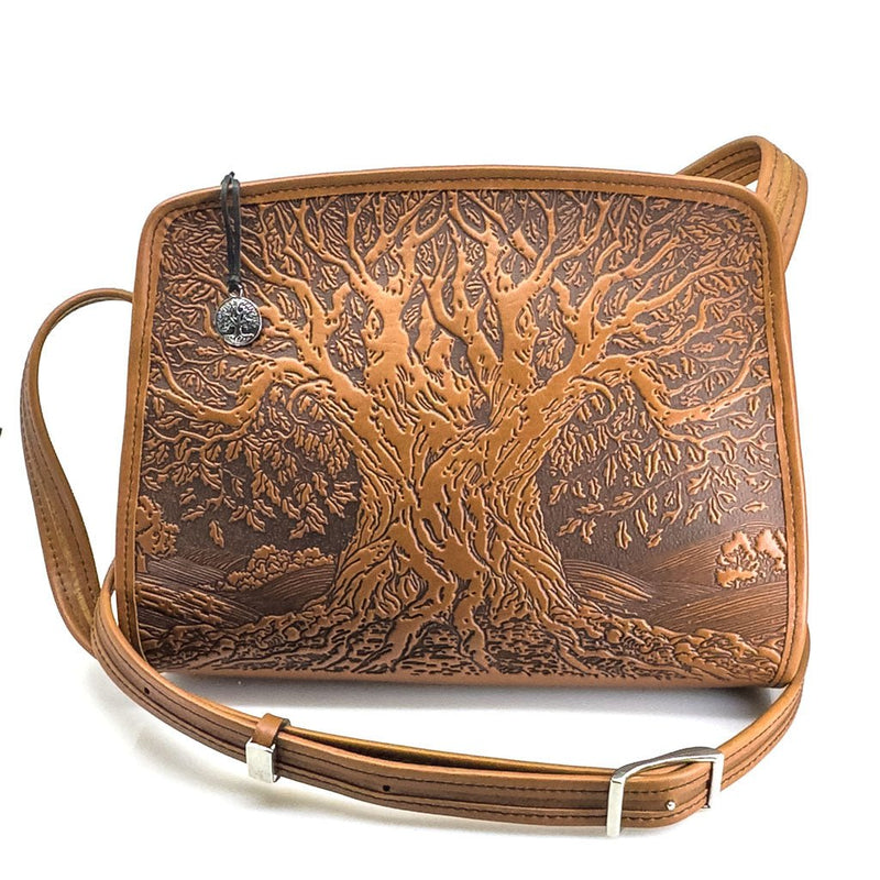 Oberon Design Leather Handbag, Tree of Life Retro Crossbody