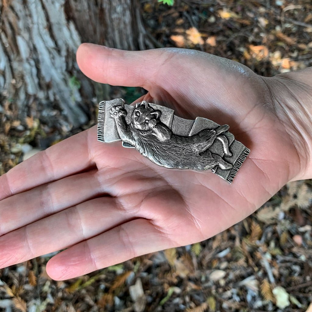 Oberon Design Hair Clip, Barrette, Hair Accessory, Playful Cat, 70mm