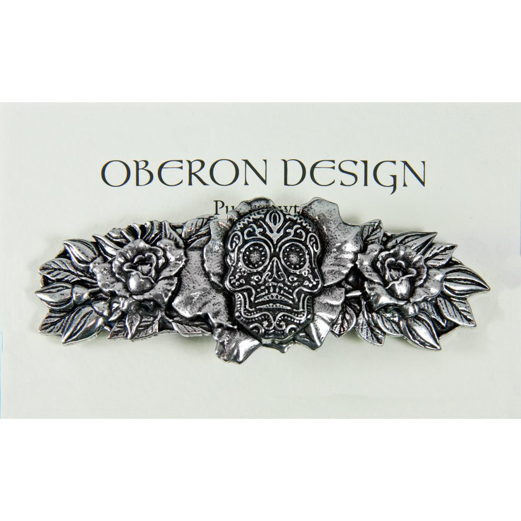 Oberon Design Hair Clip, Barrette, Hair Accessory, Sugar Skull, 80mm