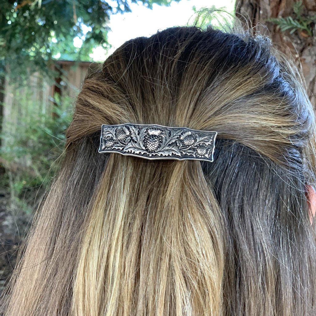 Oberon Design Hair Clip, Barrette, Hair Accessory, Thistle, 70mm