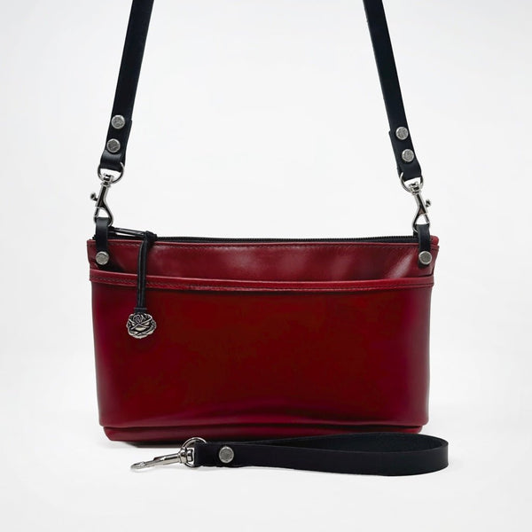 Oberon Design Leather Women's Crossbody Convertible Wristlet Handbag, Paula